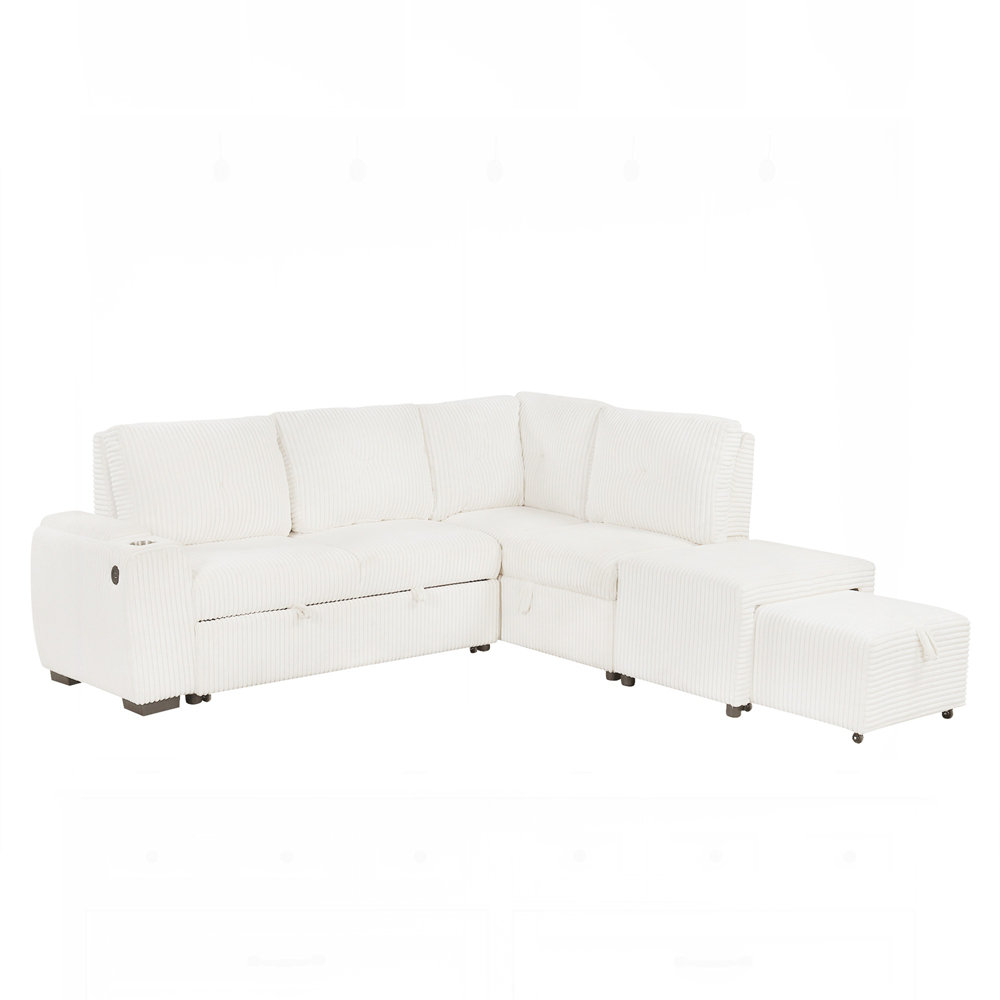 Latitude Run® 94" Sectional Sofa Pull-out Sofa Bed with Movable Ottoman and Stool | Wayfair